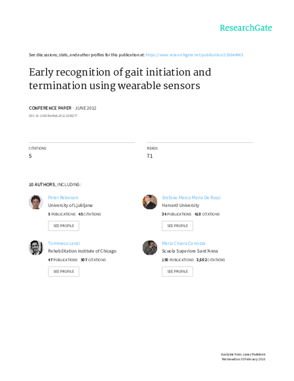 Pdf Early Recognition Of Gait Initiation And Termination Using Wearable Sensors
