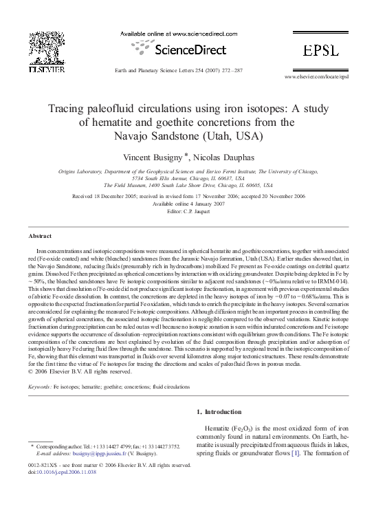 (PDF) Tracing paleofluid circulations using iron isotopes: A study of ...
