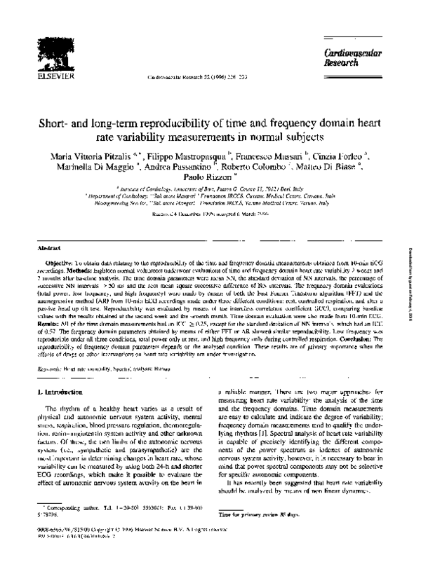(PDF) Short- and long-term reproducibility of time and frequency domain heart rate variability ...