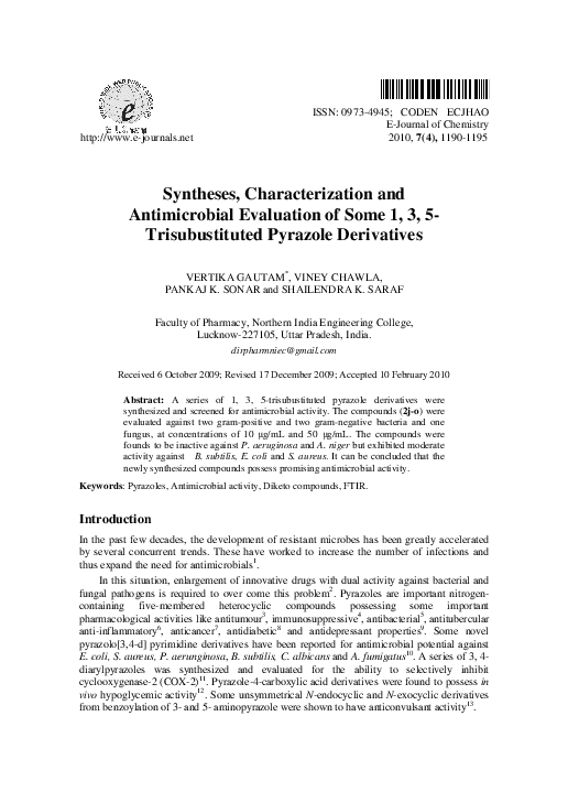 (PDF) Syntheses, Characterization and Antimicrobial Screening of N-(benzothiazol-2-yl)-4 ...