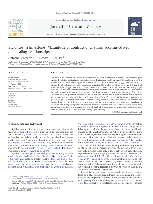 (PDF) Stylolites in limestone: Magnitude of contractional strain ...