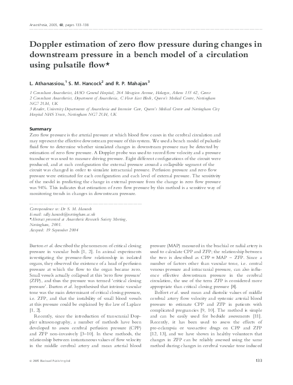 (PDF) Doppler estimation of zero flow pressure during changes in ...