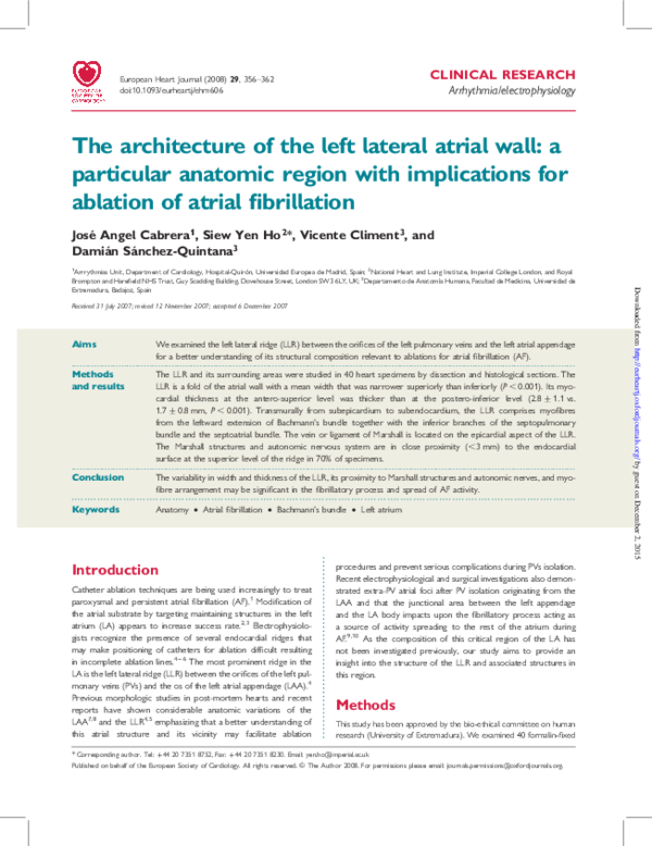 (PDF) The architecture of the left lateral atrial wall: a particular ...