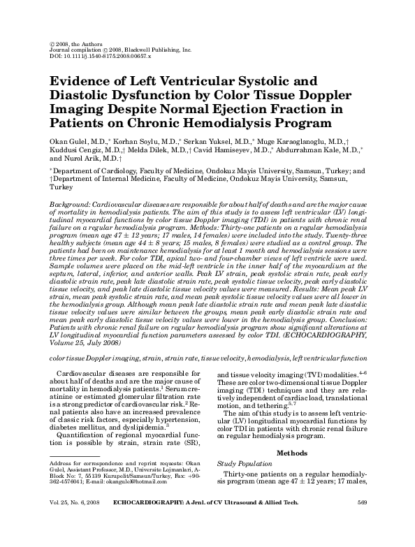 (PDF) Evidence of Left Ventricular Systolic and Diastolic Dysfunction ...