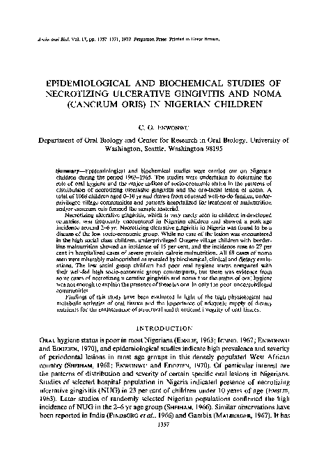 (PDF) Epidemiological and biochemical studies of necrotizing ulcerative ...