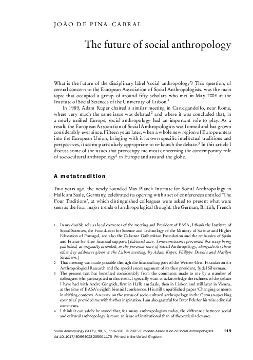 (PDF) The future of social anthropology