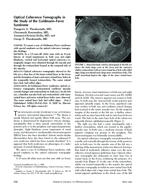 (PDF) Optical coherence tomography in the study of the Goldmannâ Favre ...