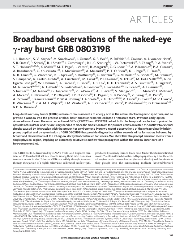 (PDF) Broadband observations of the naked-eye γ-ray burst GRB 080319B ...
