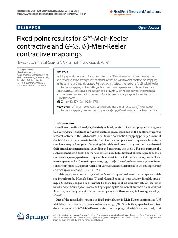 (PDF) Fixed point results for-Meir-Keeler contractive and-Meir-Keeler contractive mappings