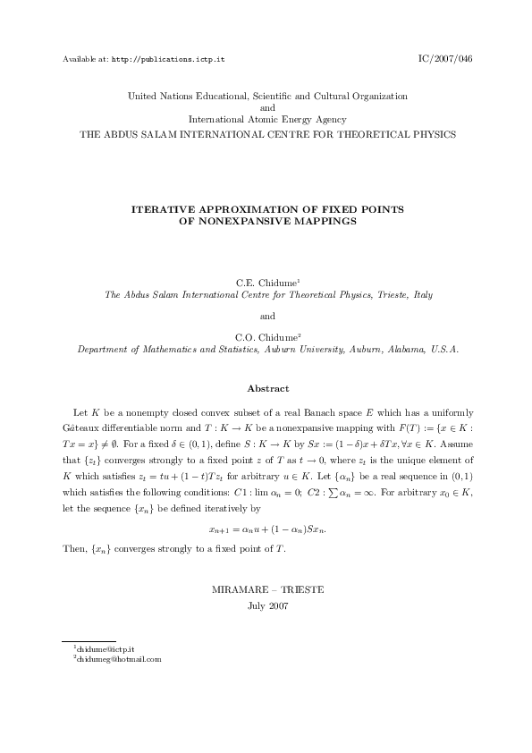 (PDF) Iterative approximation of fixed points of nonexpansive maps