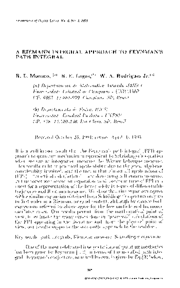 (PDF) A riemann integral approach to Feynman's path integral