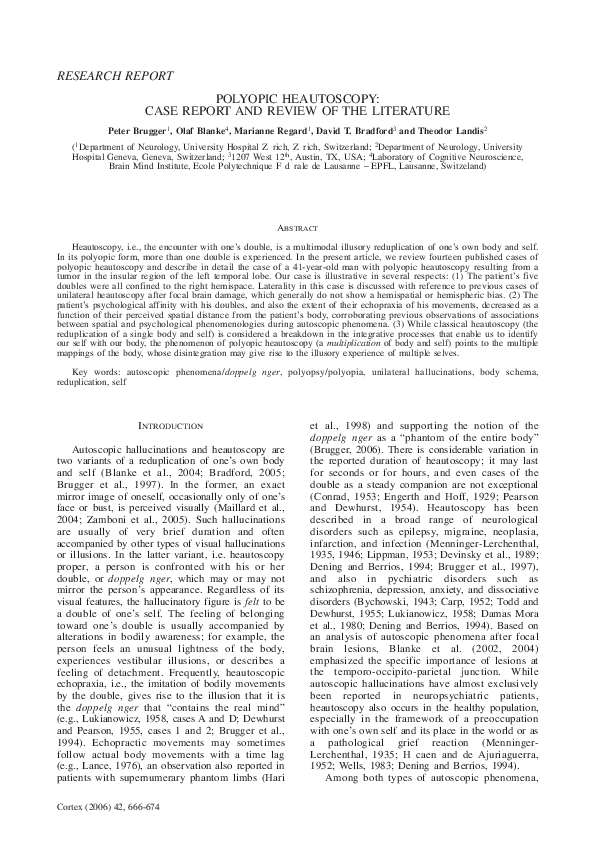 (PDF) Polyopic Heautoscopy: Case Report and Review of the Literature