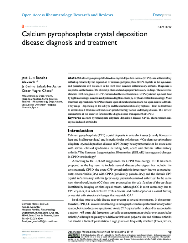 (PDF) Calcium pyrophosphate crystal deposition disease: Preparation and ...