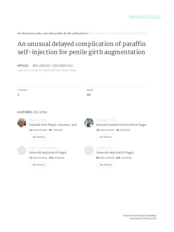 (PDF) An unusual delayed complication of paraffin self-injection for ...