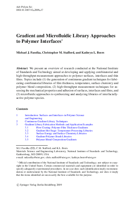 (PDF) Gradient and Microfluidic Library Approaches to Polymer Interfaces