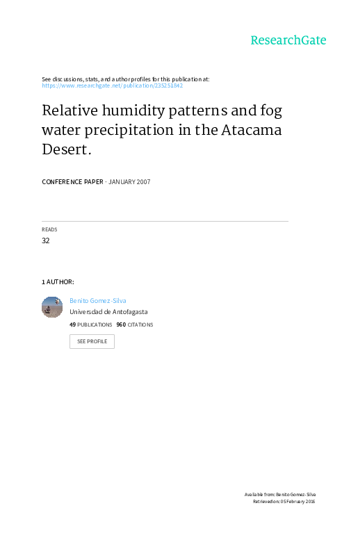(PDF) Relative humidity patterns and fog water precipitation in the ...