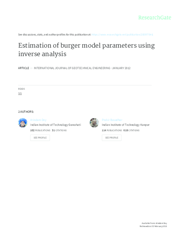 Pdf Estimation Of Burger Model Parameters Using Inverse Formulation