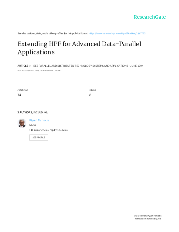 (PDF) Extending HPF for advanced data-parallel applications