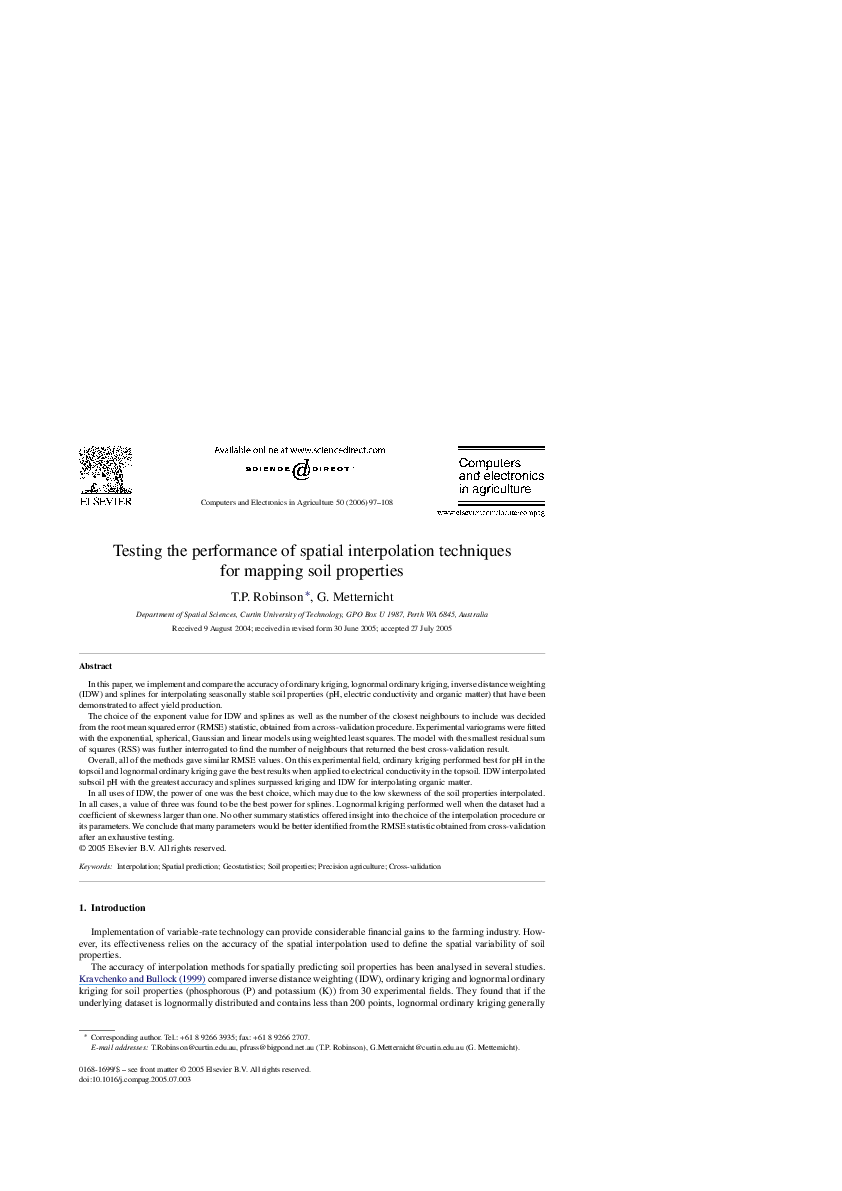 Pdf Testing The Performance Of Spatial Interpolation Techniques For