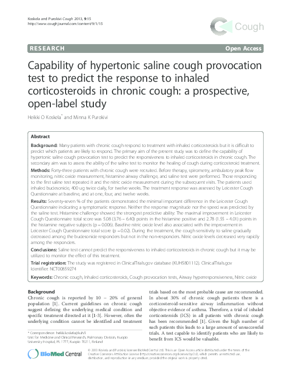 (PDF) Capability of hypertonic saline cough provocation test to predict ...