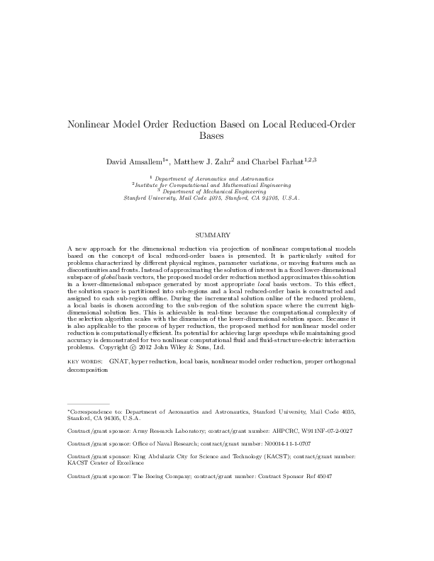 Pdf Nonlinear Model Order Reduction Based On Local Reduced Order Bases