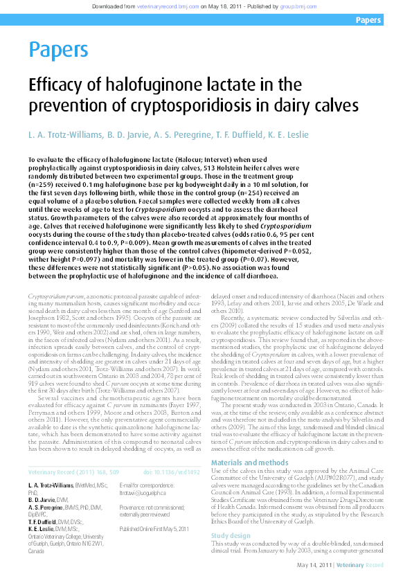 (PDF) Efficacy of halofuginone lactate in the prevention of ...