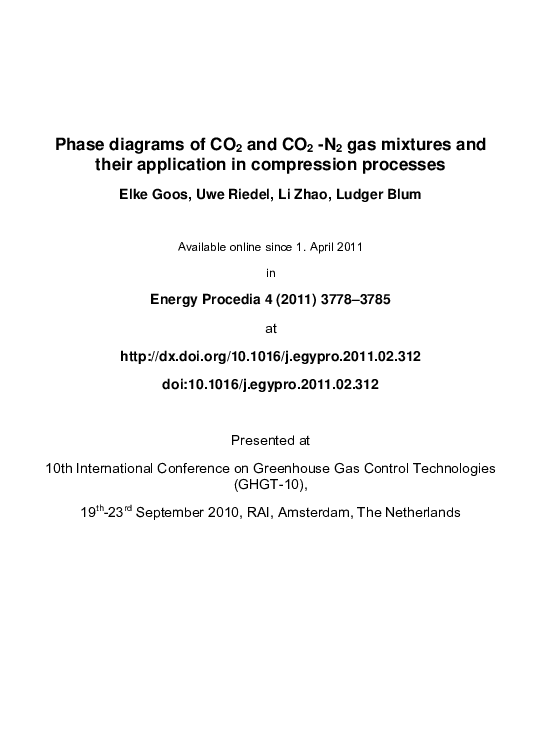 (PDF) Phase diagrams of CO2 and CO2 - N2 gas mixtures and their ...