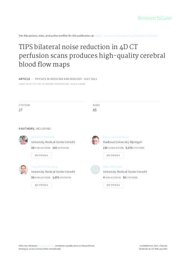 (PDF) TIPS bilateral noise reduction in 4D CT perfusion scans produces ...