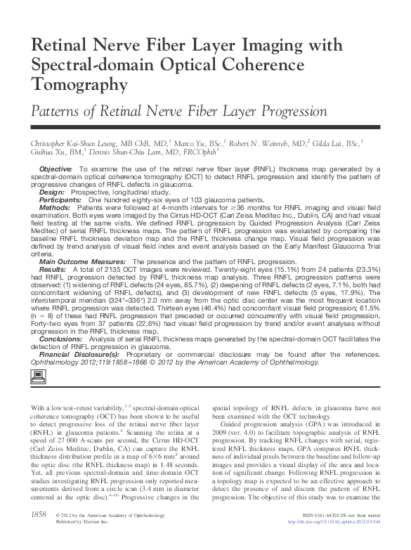 (PDF) Retinal Nerve Fiber Layer Imaging with Spectral-Domain Optical ...