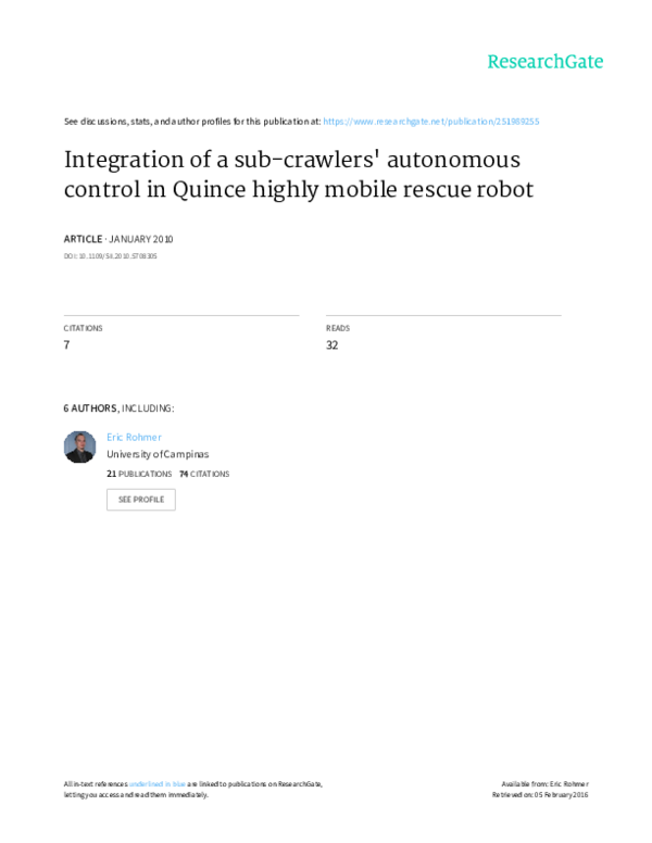 (PDF) Integration of a sub-crawlers' autonomous control in Quince ...