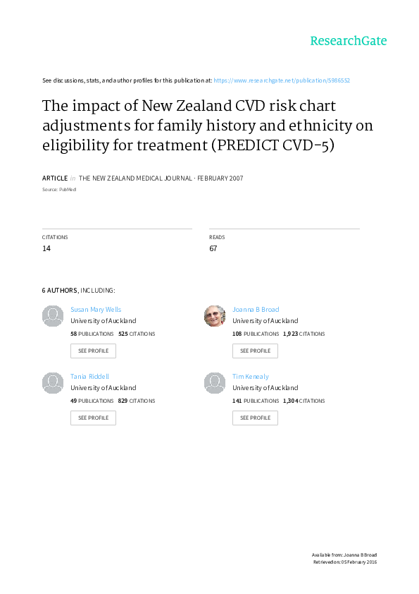 (PDF) The impact of New Zealand CVD risk chart adjustments for family ...
