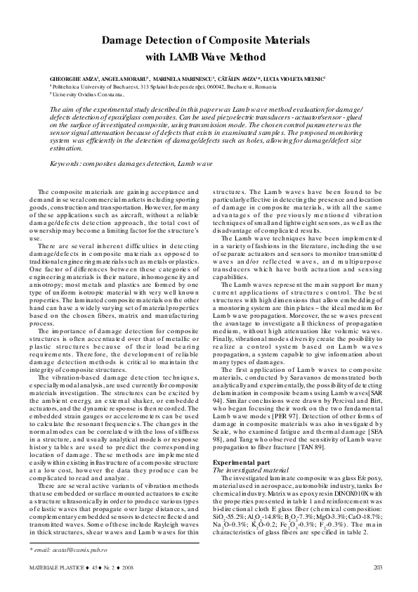 (PDF) Damage Detection of Composite Materials With LAMB Wave Method