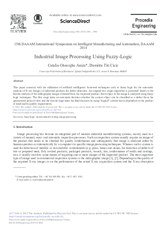 (PDF) Industrial Image Processing Using Fuzzy-logic