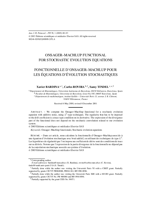 (PDF) Onsager-Machlup Functional for Stochastic Equations