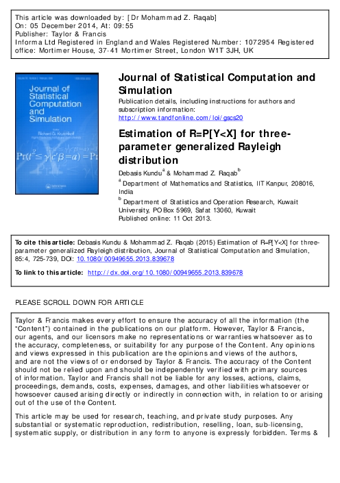 Pdf Estimation Of R P [y