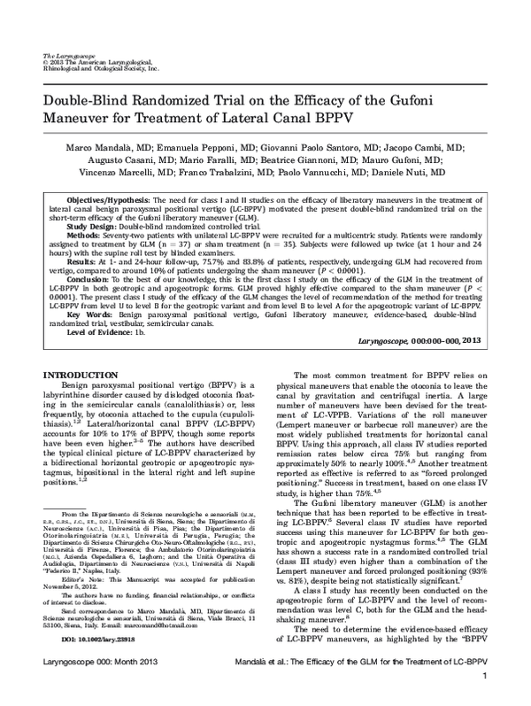(PDF) Double-blind randomized trial on the efficacy of the Gufoni ...