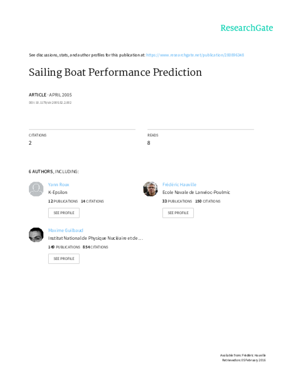 (PDF) Sailing boat performance prediction