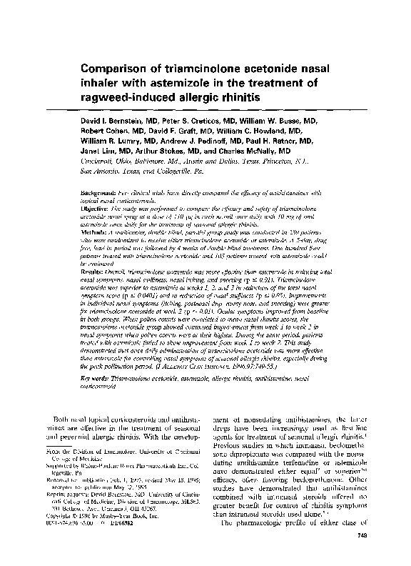 (PDF) Comparison of triamcinolone acetonide nasal inhaler with ...