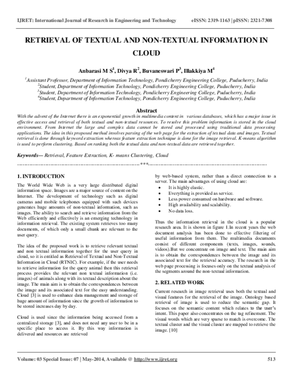 (PDF) RETRIEVAL OF TEXTUAL AND NON-TEXTUAL INFORMATION IN CLOUD