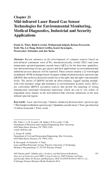 (PDF) Mid-Infrared Semiconductor Laser Based Trace Gas Sensor Technologies: Recent Advances and ...