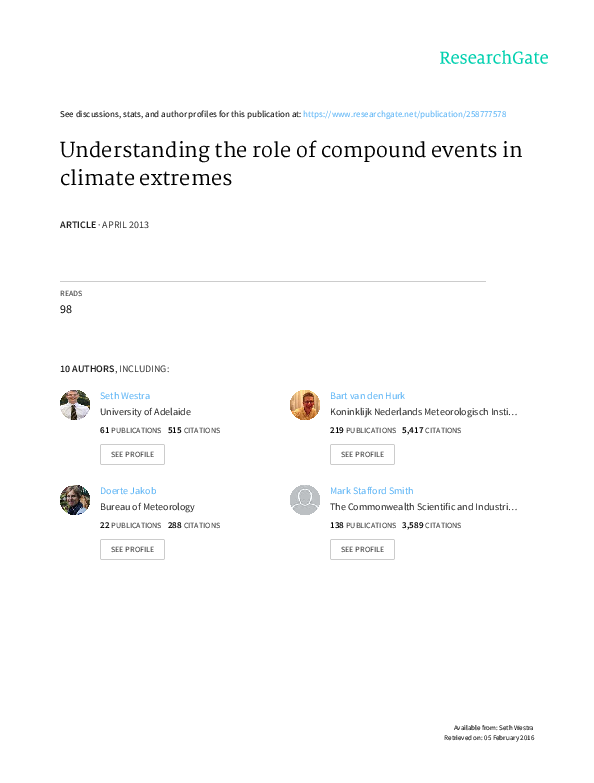 (PDF) Understanding the role of compound events in climate extremes