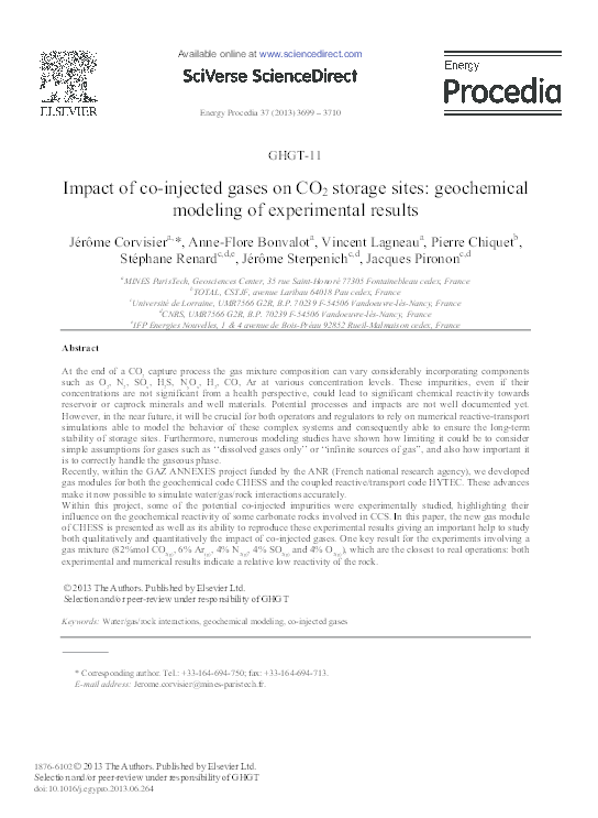 (PDF) Impact of co-injected gases on CO2 storage sites: Geochemical ...