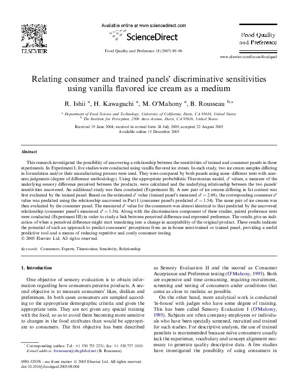 (PDF) Relating consumer and trained panels’ discriminative ...