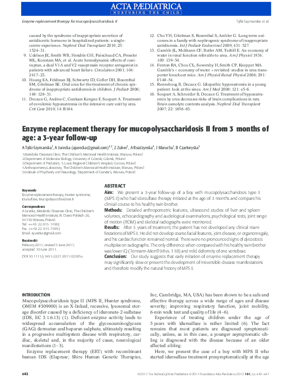 (PDF) Early ERT in MPS II: 3-Year Findings