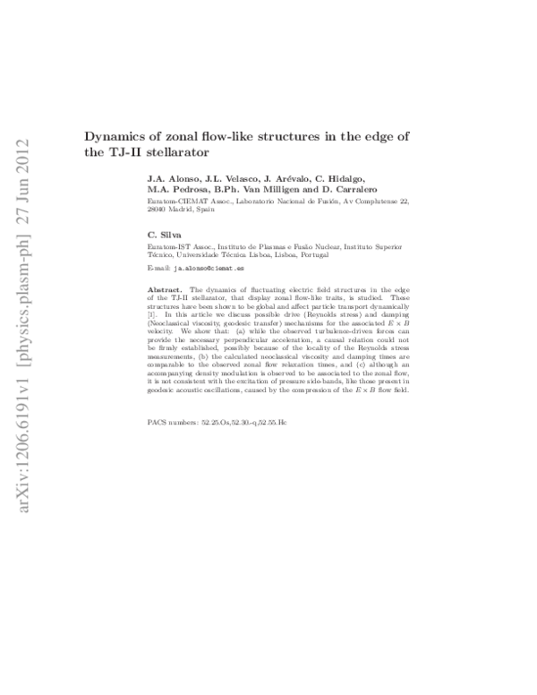 (PDF) Dynamics of zonal-flow-like structures in the edge of the TJ-II stellarator