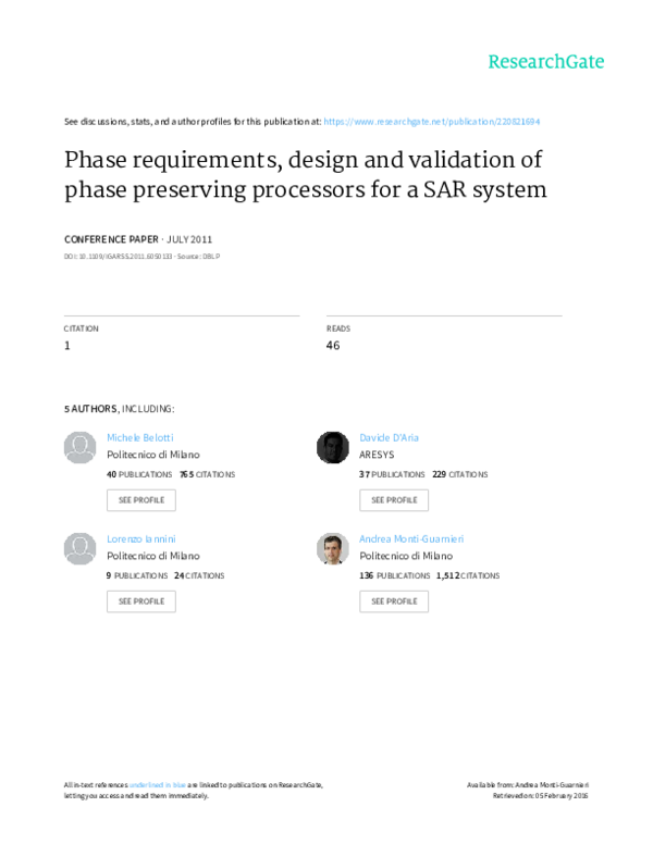 (PDF) Phase requirements, design and validation of phase preserving ...