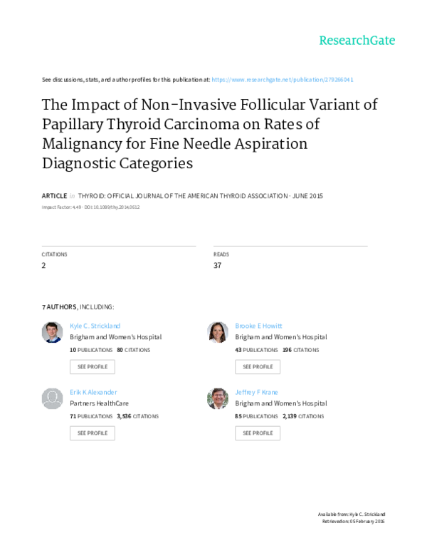 (PDF) The Impact of Non-Invasive Follicular Variant of Papillary ...