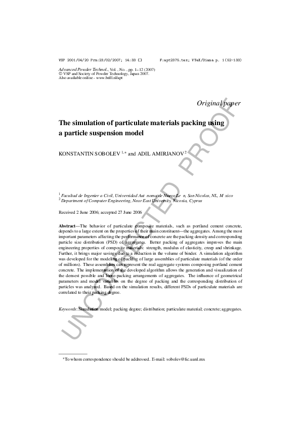(PDF) The simulation of particulate materials packing using a particle ...