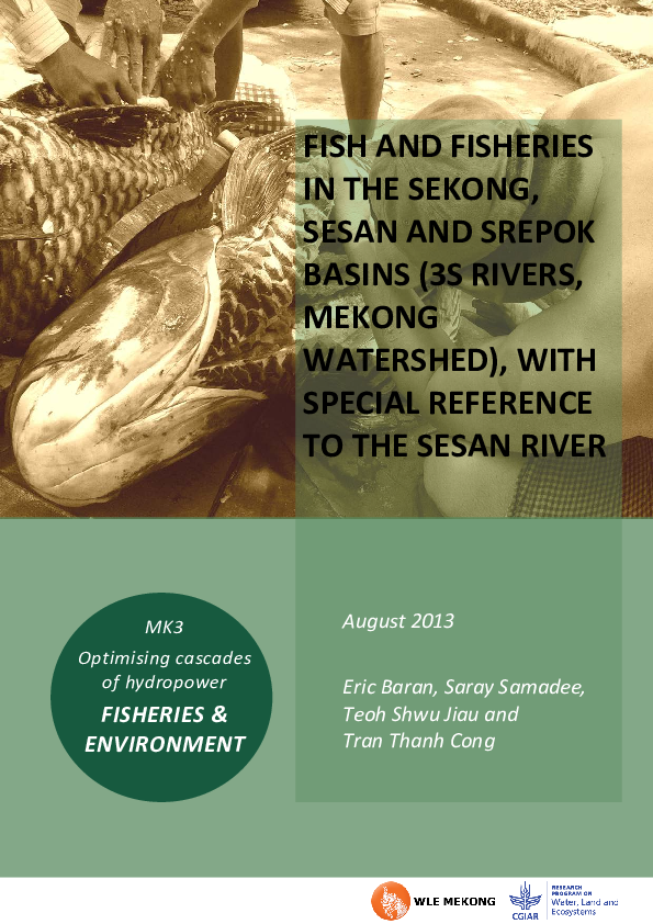 (PDF) FISH AND FISHERIES IN THE SEKONG, SESAN AND SREPOK BASINS (3S ...