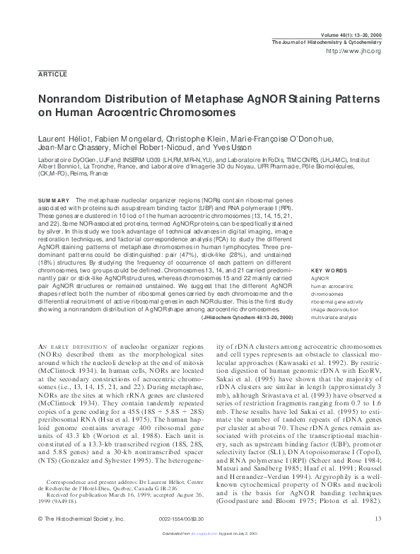 (PDF) Nonrandom Distribution of Metaphase AgNOR Staining